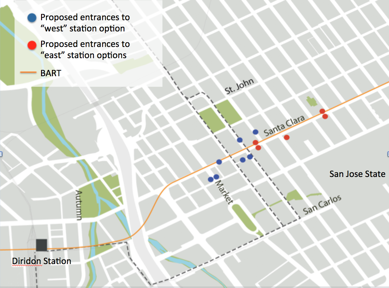 Where To Put The Downtown San Jose BART Station Go West SPUR Where To Put The Downtown San Jose BART Station Go West SPUR